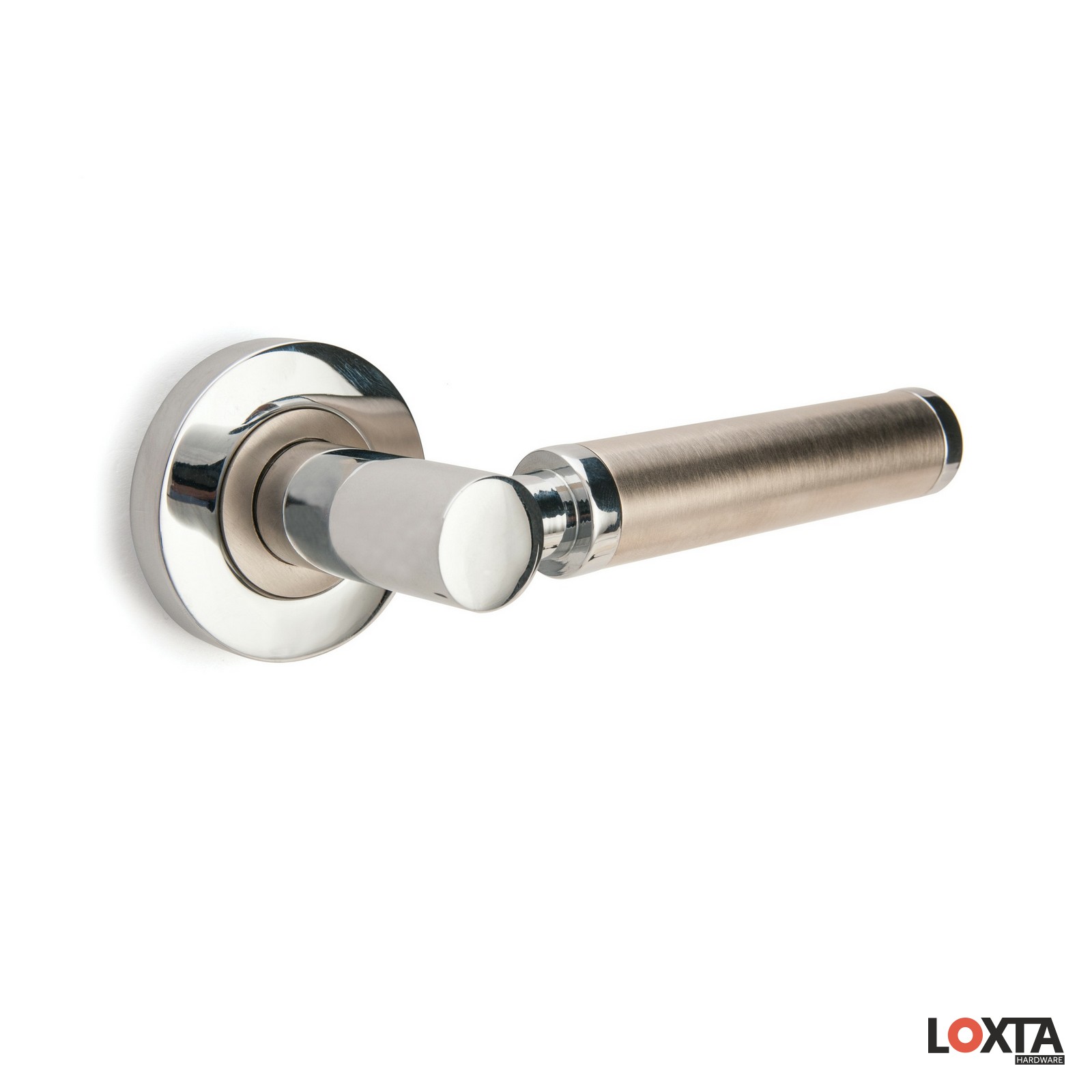 MY61011 Hertford Designer Door Handle on Round Rose, Hot Forged Brass